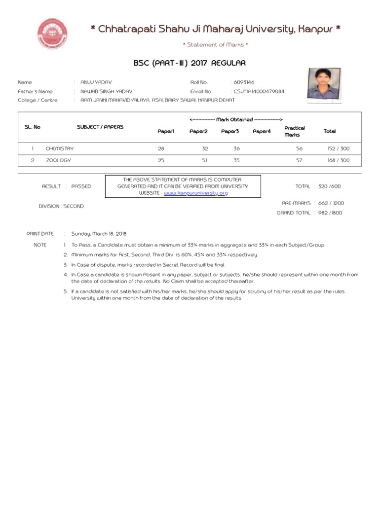 Chhatrapati Shahu Ji Maharaj University, Kanpur | PDF