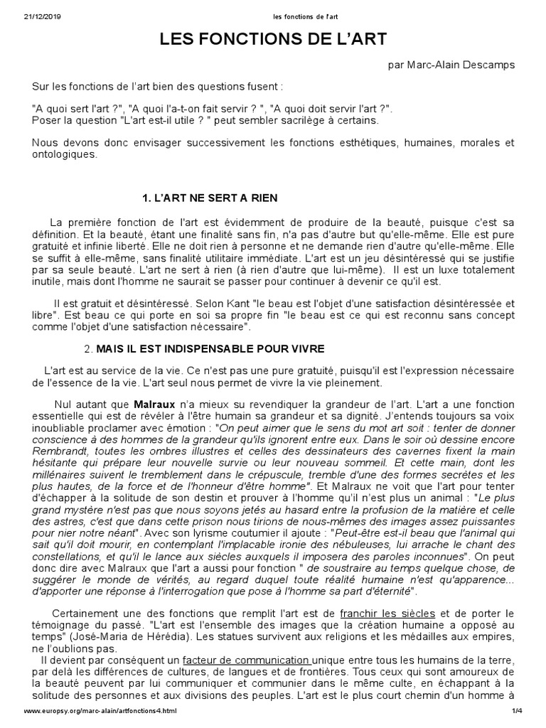 Les Fonctions de L'art | PDF | Beauté | Psychanalyse