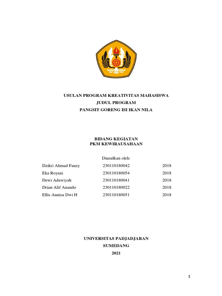 Kelompok 3 - Perikanan A 2018 - PKM-K Pangsit Goreng Isi Ikan Nila | PDF