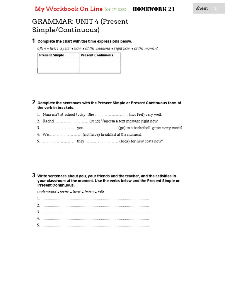 1 ESO Unit 4 Homework 21 | PDF