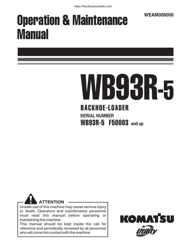 WB93R-5 - Operation & Maintenance Manual PDF | PDF | Safety | Loader (Equipment)