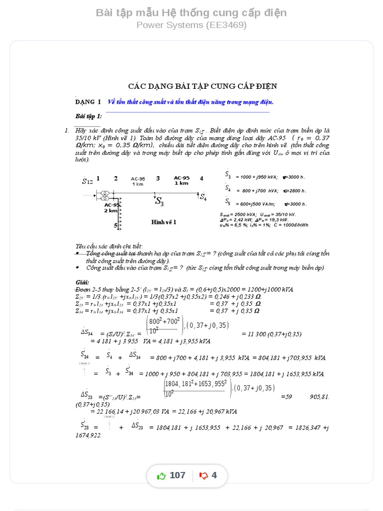 Bai Tap Mau He Thong Cung Cap Dien - Compress PDF | PDF