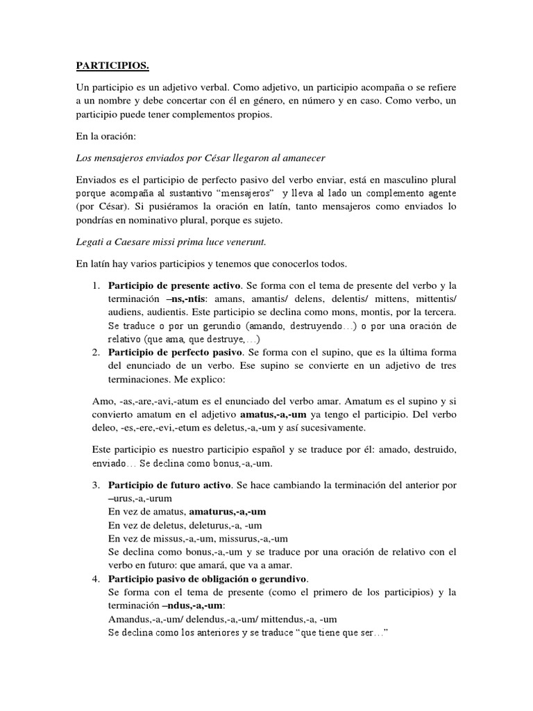 PARTICIPIOS Latin | PDF | Verbo | Semántica