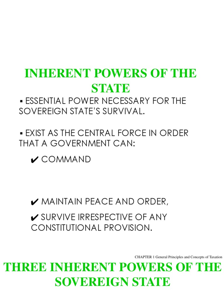 Inherent Powers of the State in Taxation | PDF | Taxes | Taxation In ...