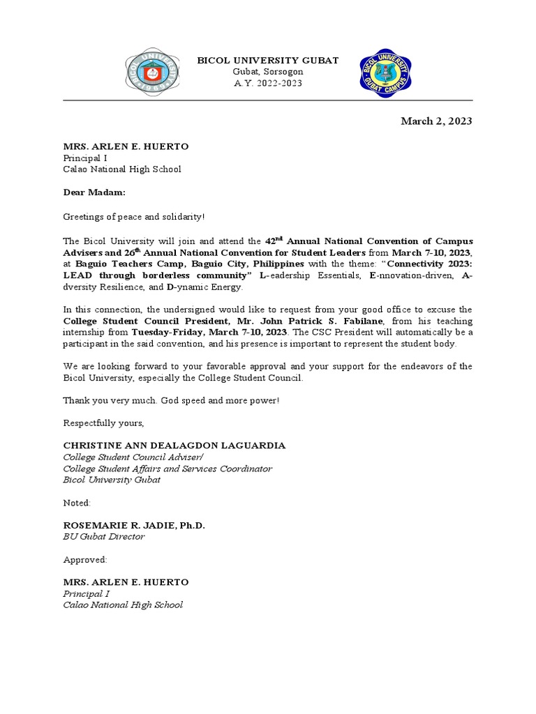 EXCUSE-LETTER-FABILANE | PDF