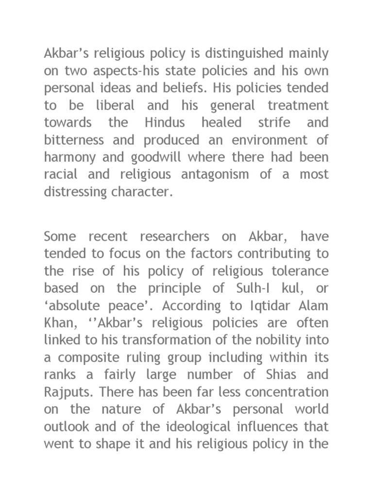 Religious Policy of Akbar | PDF | Abrahamic Religions
