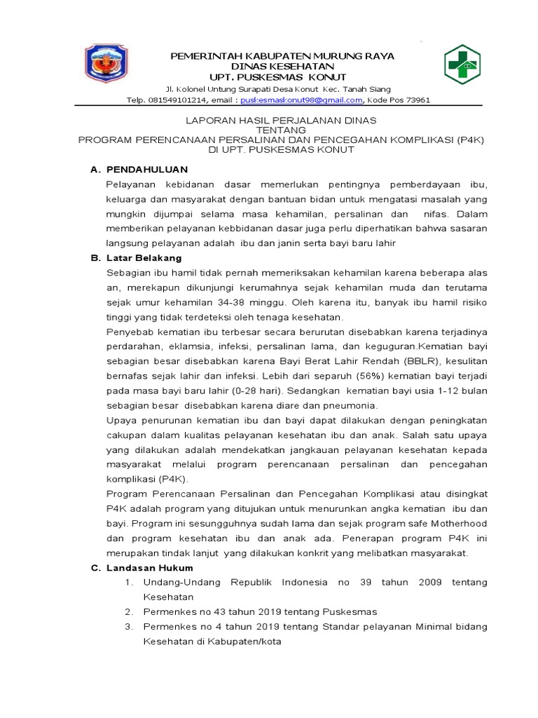 Laporan Program P4K Puskesmas Konut | PDF | Kesehatan Holistik