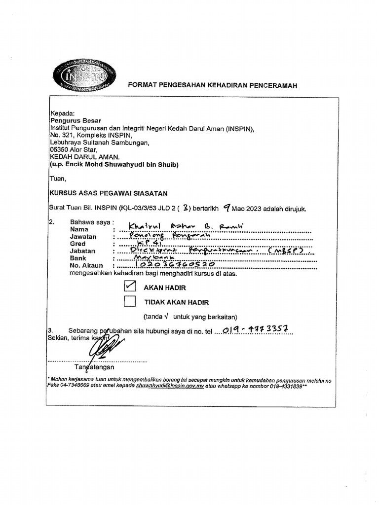 Pengesahan Kehadiran | PDF