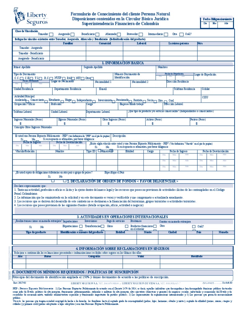 Liberty Seguros Formulario PERSONA NATURAL | PDF | Seguro | Economias