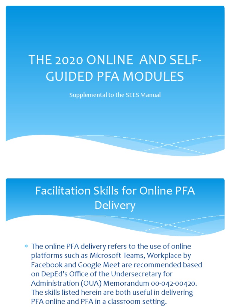 The 2020 Online and Self-Guided Pfa Modules | PDF