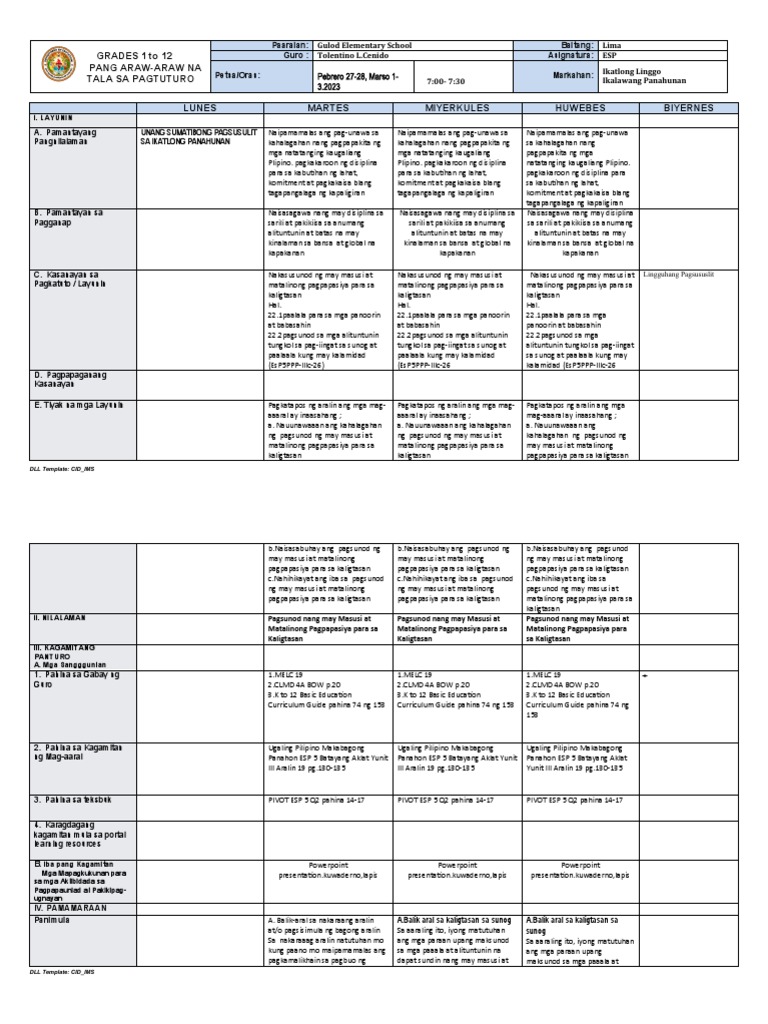 Esp-Dll - Q3-W3-2022-2023 | PDF