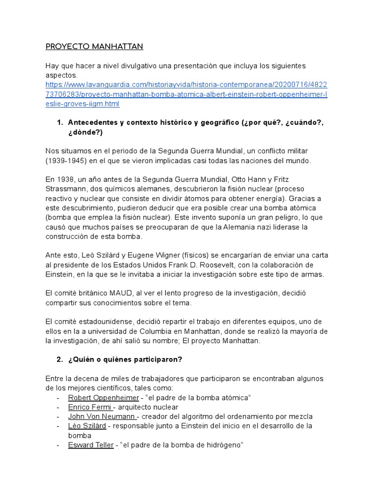 Proyecto Manhattan | PDF | Proyecto Manhattan | Armas nucleares