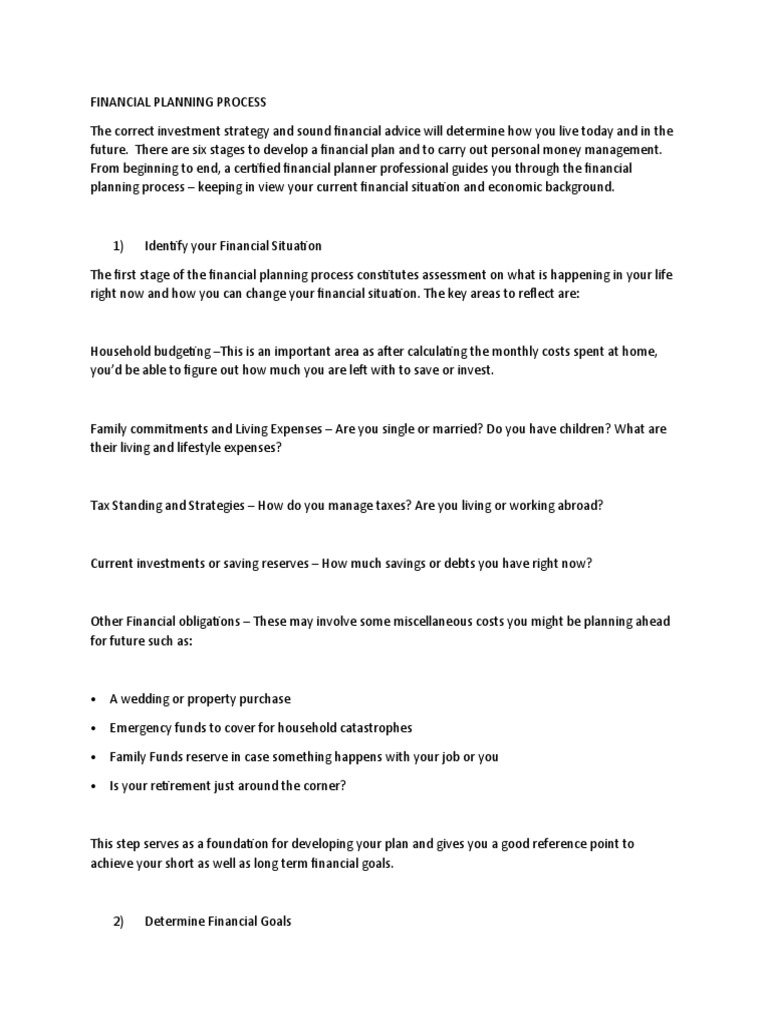 Financial Planning Process Pdf Decision Making Risk