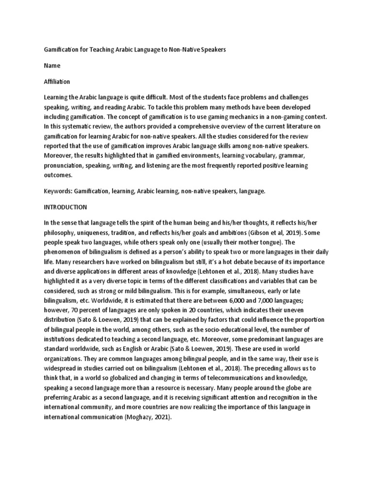 Gamification Improves Arabic Language Skills for Non-Native Learners ...