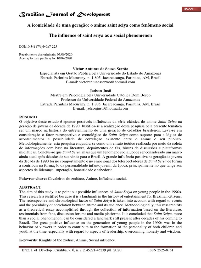 A Iconicidade de Uma Geração o Anime Saint Seiya Como Fenômeno Social ...