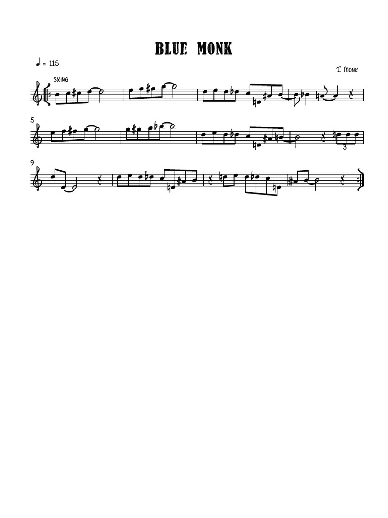 Blue Monk Eb PDF | PDF