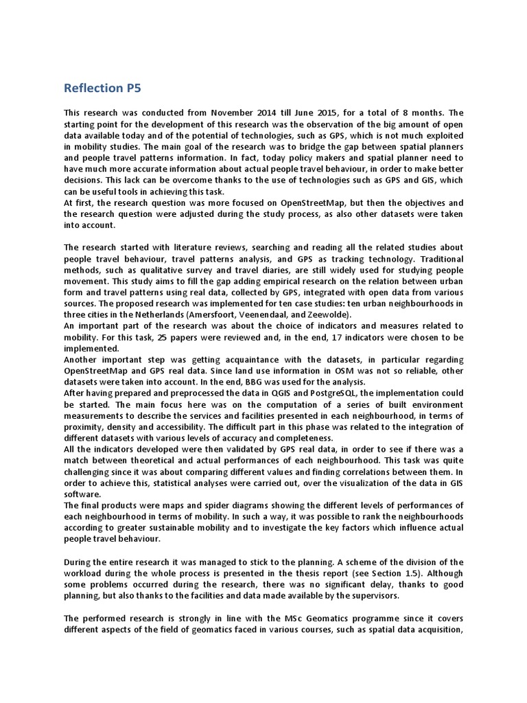 P5 Reflection | PDF | Geographic Information System | Geomatics