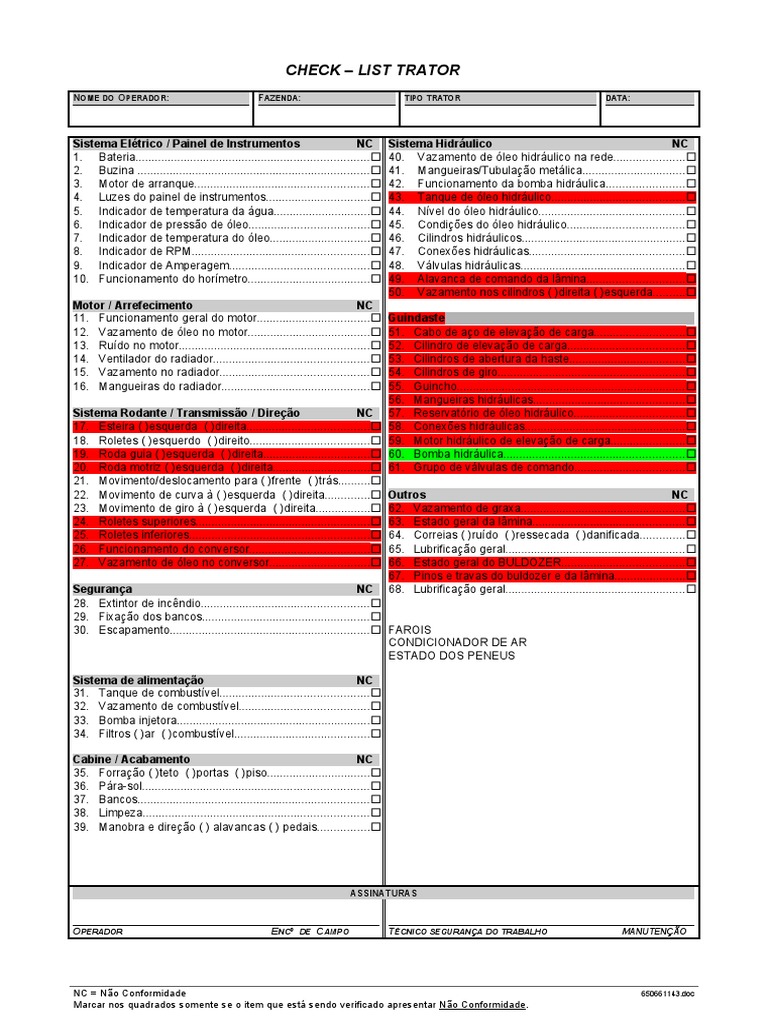 CHECK – LIST TRATOR | PDF | Motores | Radiador