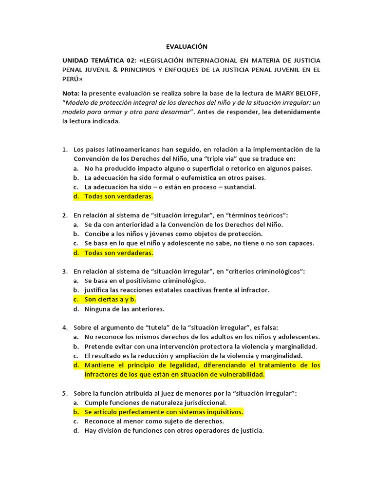 Evaluación Modulo Dos | PDF | Derechos de los niños | Principios éticos
