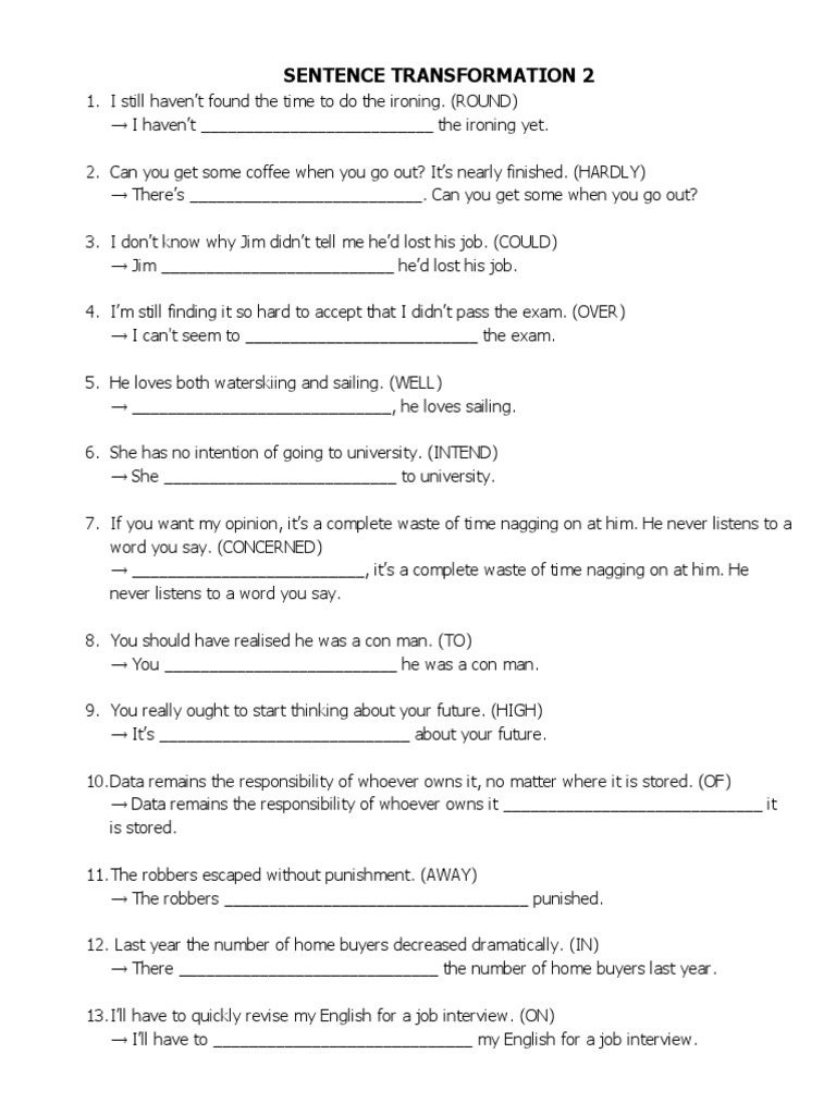 CAE Sentence Transformation | PDF