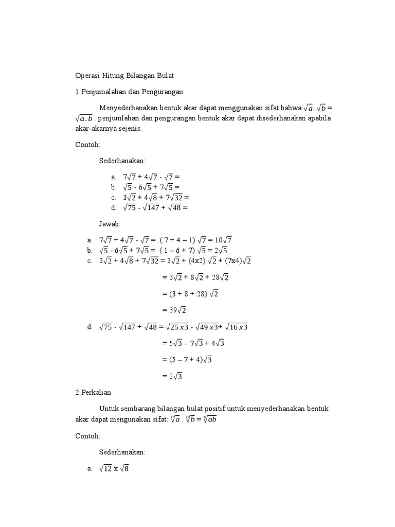 Operasi Hitung Bilangan Bulat | PDF
