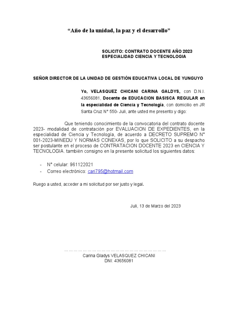 Solicitud Ugel | PDF