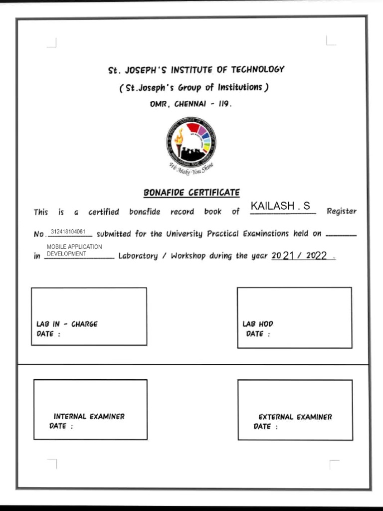 Bonafide Certificate for Lab Exams | PDF | Computing | Software