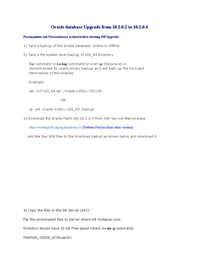 Oracle Database Upgrade From 10.2.0.2 To 10.2.0.4 | PDF | Oracle Database | Software Engineering