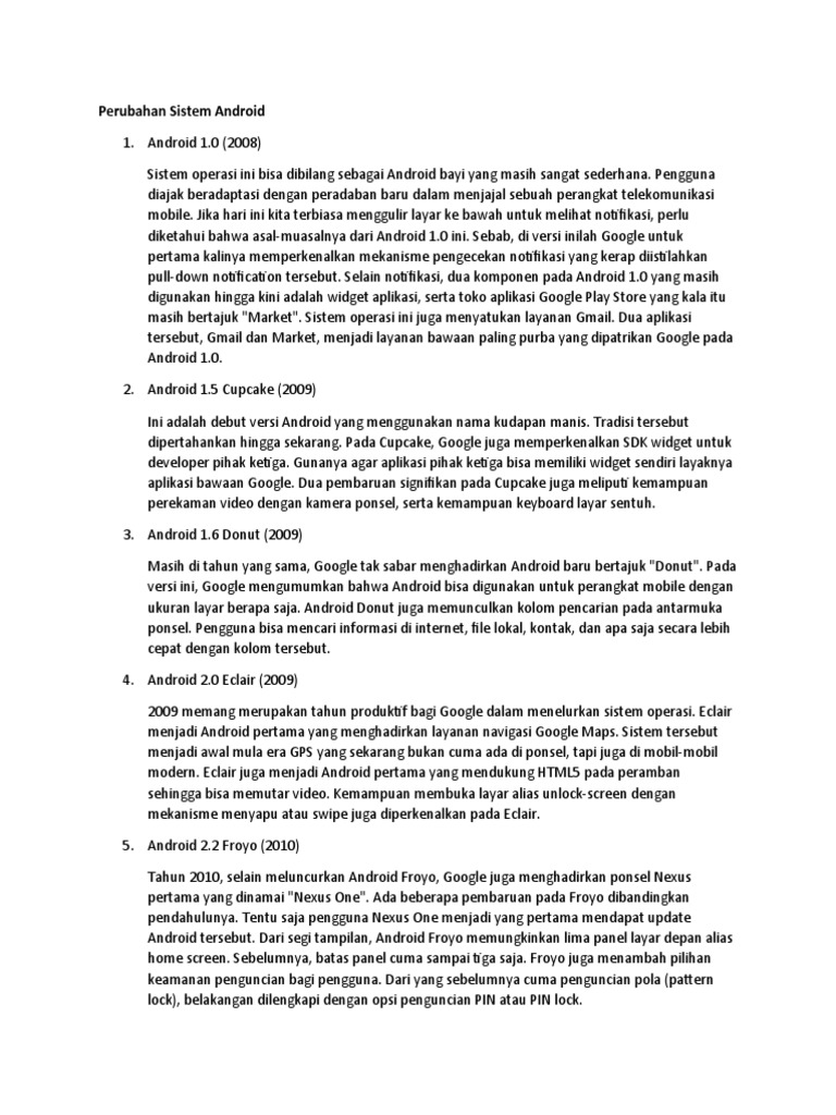 Evolusi Versi Android dari 1.0 hingga 7.0 | PDF | Komputer