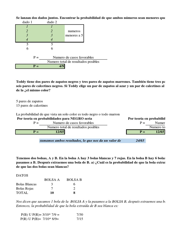 Ejercicios de Probabilidad PDF | Descargar gratis PDF | Probabilidad | Probabilidades y estadísticas