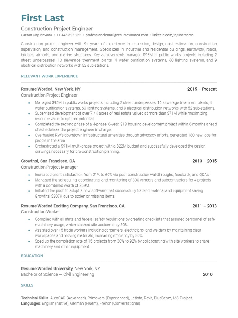 Construction-Project-Engineer - Template 14 PDF | Download Free PDF ...