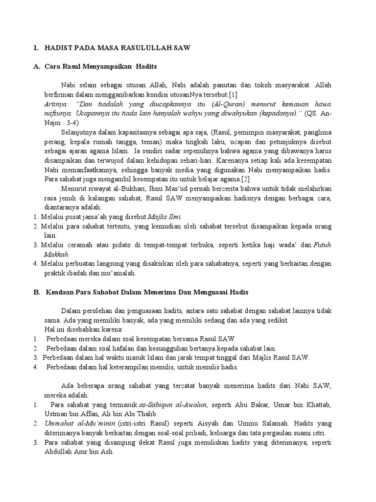 Cara Rasulullah Menyampaikan Hadis | PDF