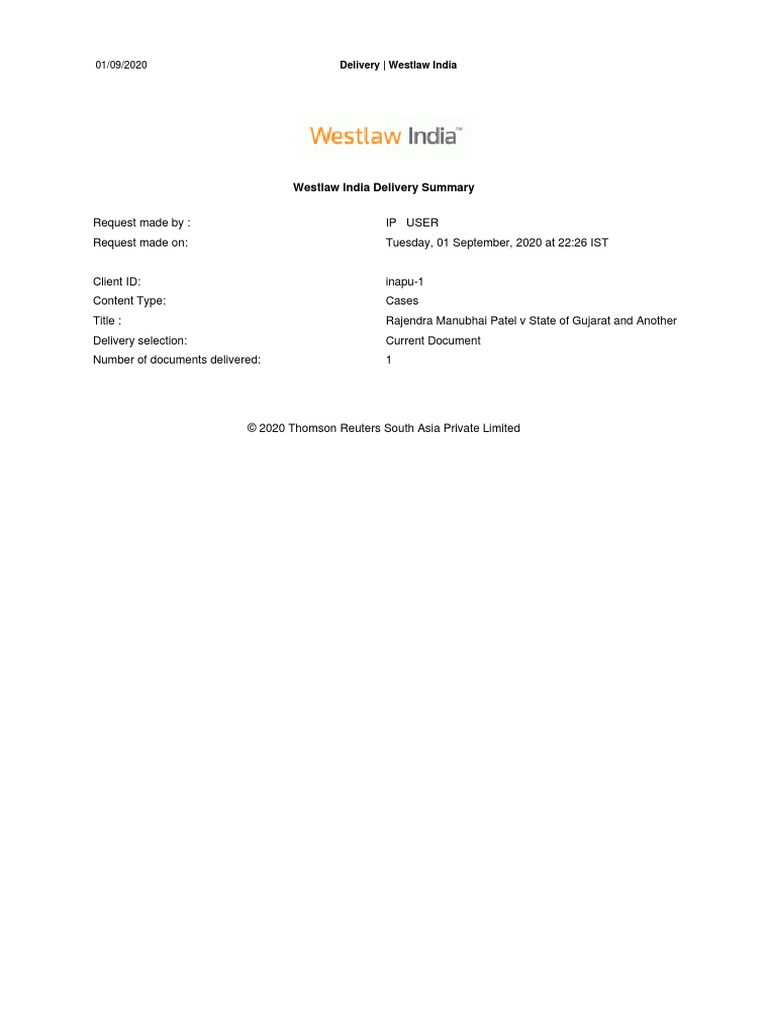 Rajendra Manubhai Patel V State of Gujarat and Another PDF | PDF