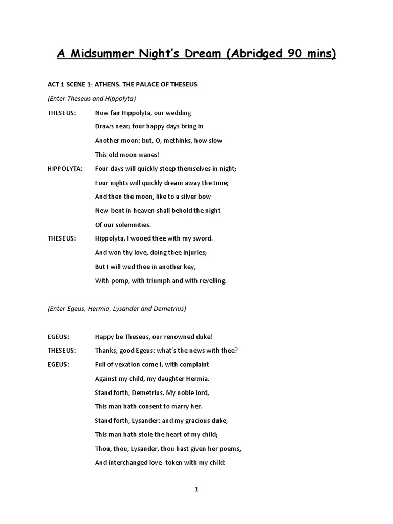 A Midsummer Night's Dream Abridged PDF | PDF | A Midsummer Night's Dream
