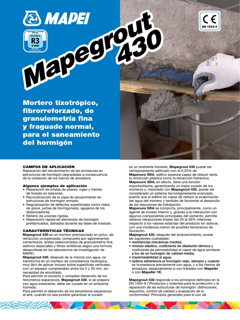 1 1078 Mapegrout-430 Es | PDF | Hormigón | Materiales