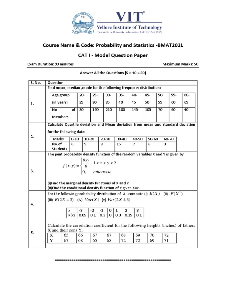 BMAT202L - CAT I - Model QP | PDF