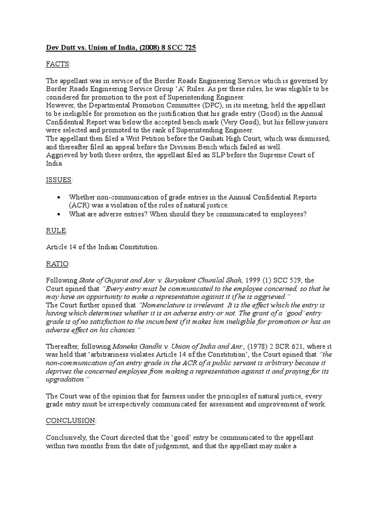 Dev Dutt v. Union of India | PDF | Appeal | Lawsuit