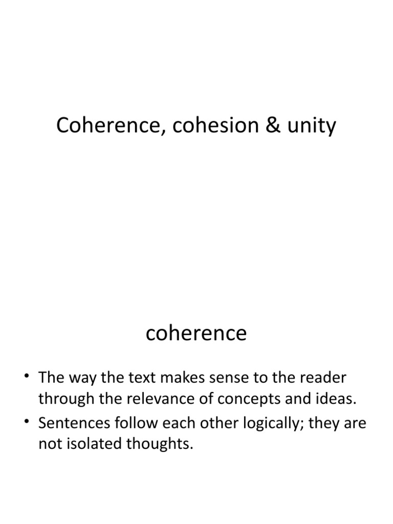 Coherence, Cohesionunity | PDF | Word | Paragraph