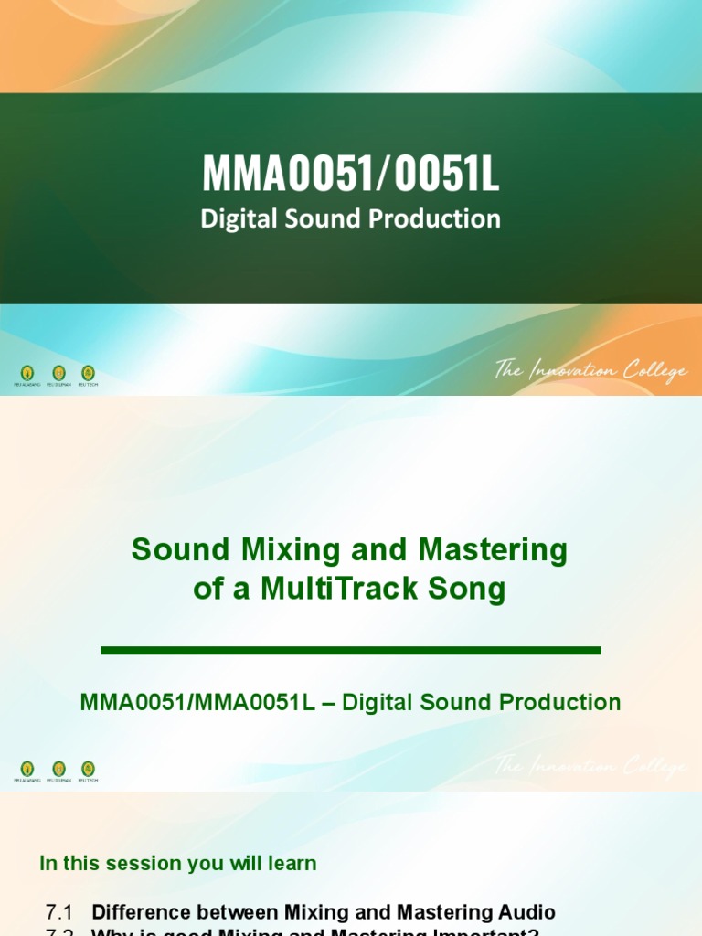 Module 07 - Sound Mixing and Mastering of A MultiTrack Song | PDF | Song Structure ...