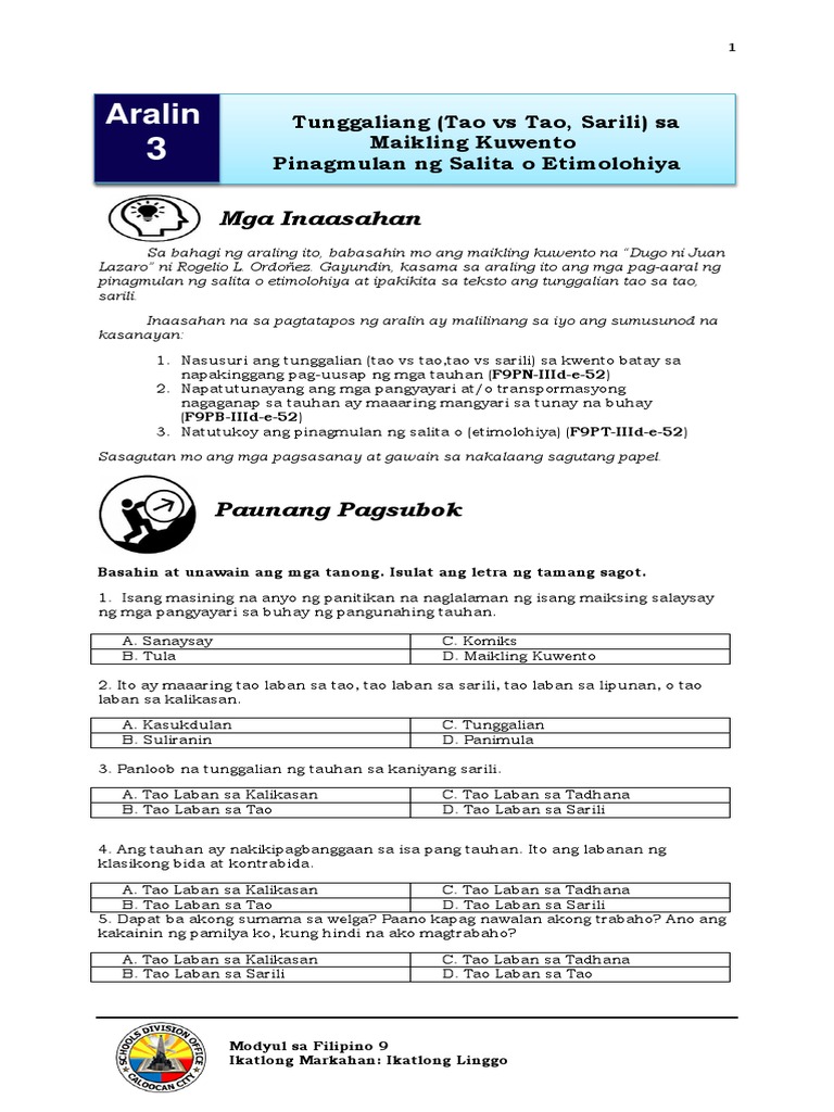 Filipino 9 Q3 Week 3 PDF | PDF