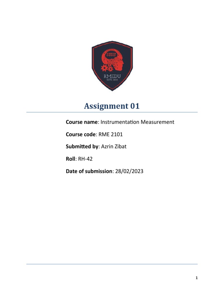 Assignment 01 | PDF | Thermocouple | Thermometer