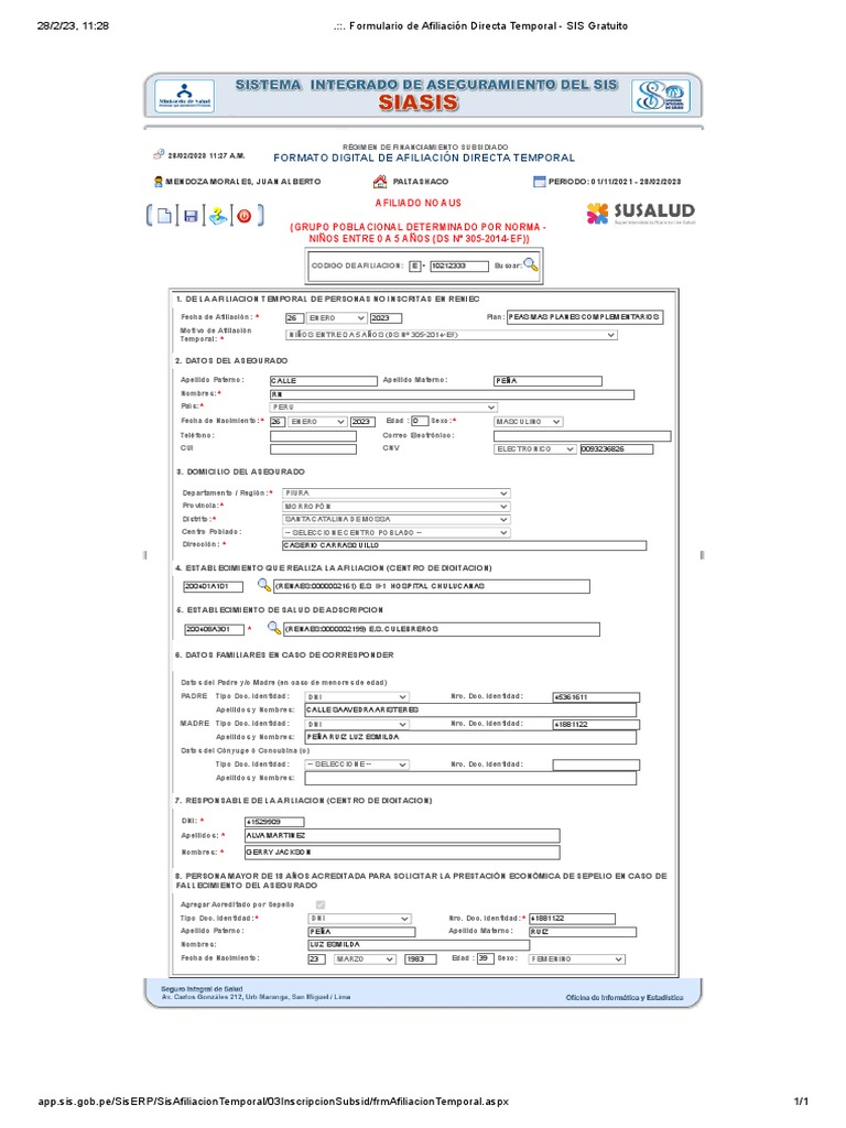 Formato Digital de Afiliación Directa Temporal | PDF | Gobierno y personalidad | Autenticación