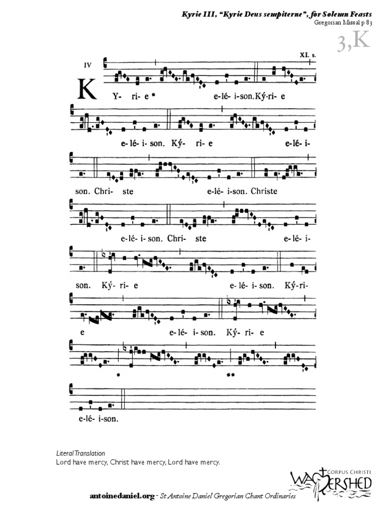 GK MISA III, Misal P 83, Kyrie Deus Sempiterne (For Solemn Feasts ...
