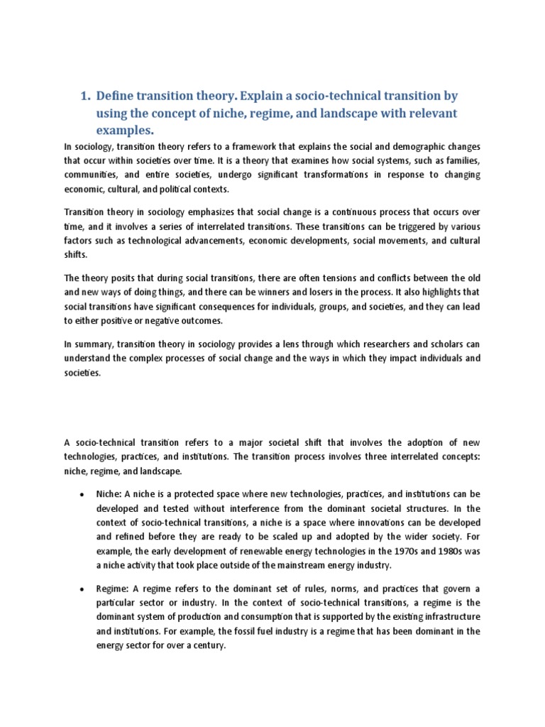 Define Transition Theory | PDF | Innovation | Sustainability