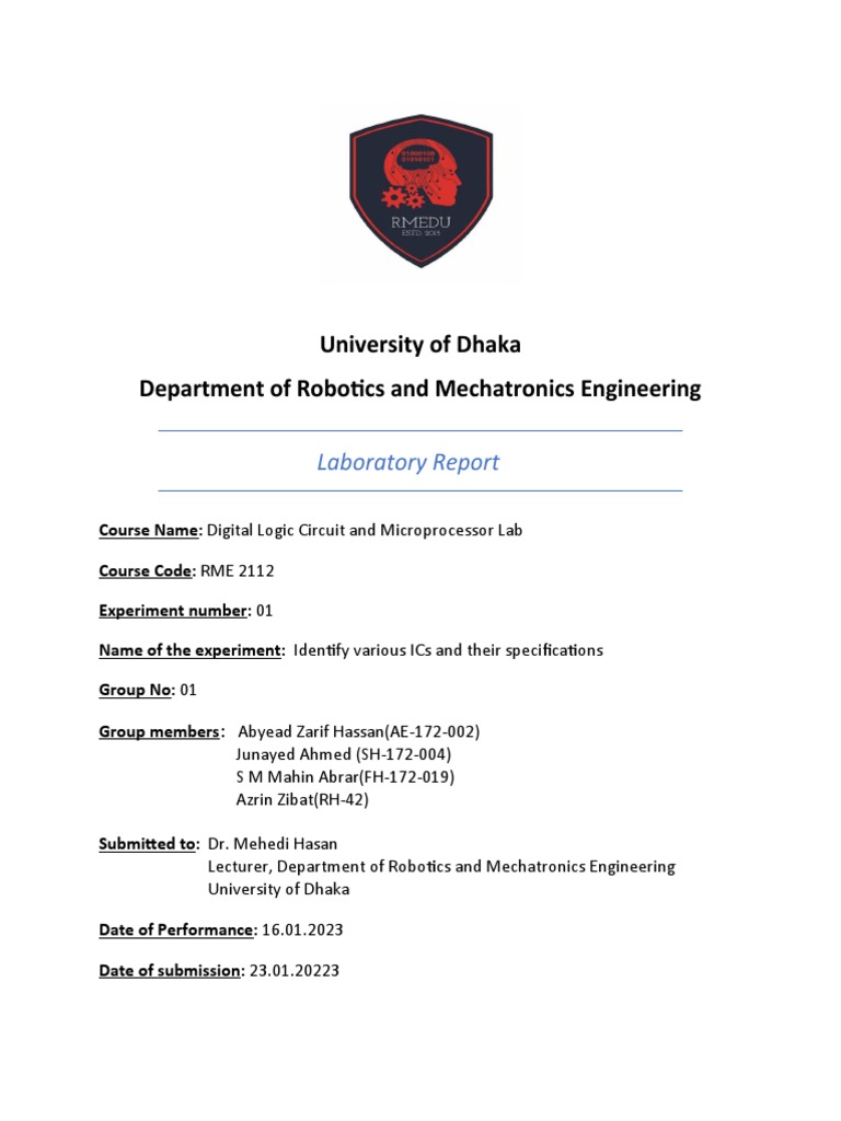 DLC Lab 01 | Download Free PDF | Logic Gate | Electronic Circuits