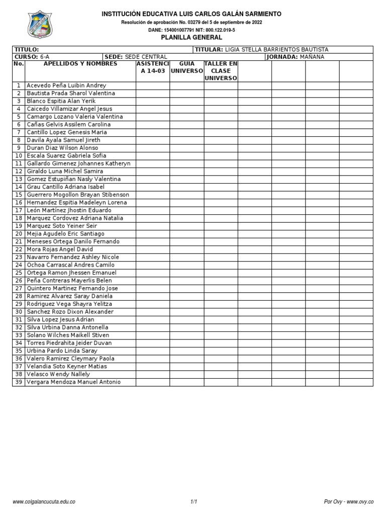 Planilla - General (1) 6A | PDF