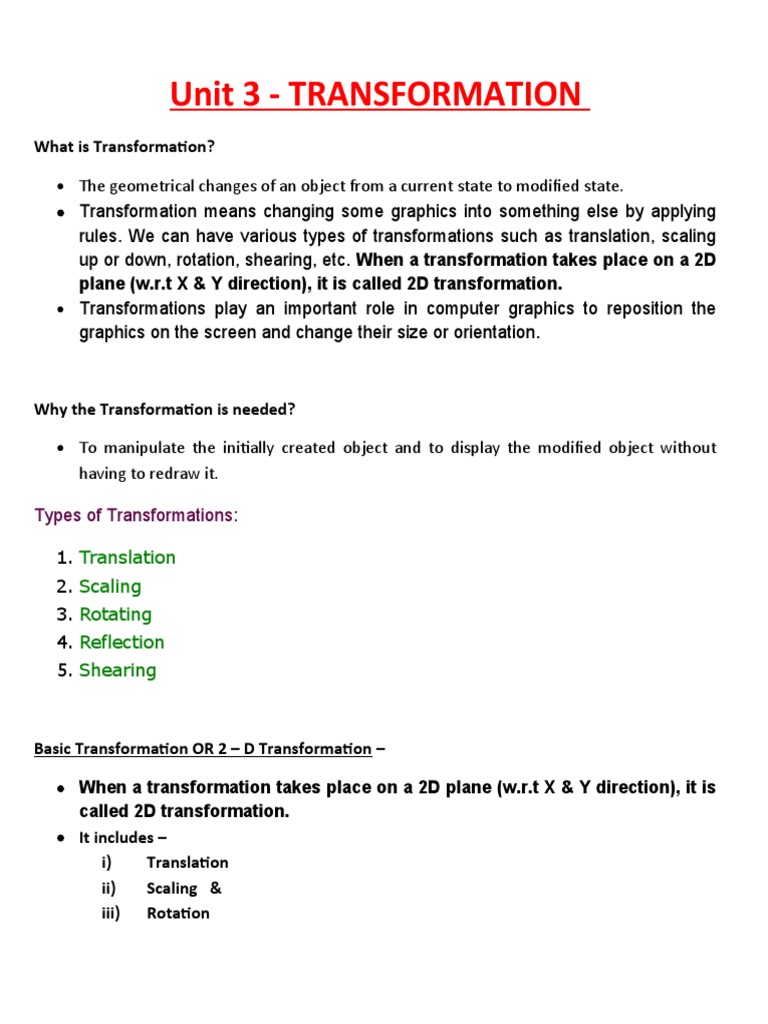 2D Transformation Techniques Guide | PDF | 2 D Computer Graphics | Algebra