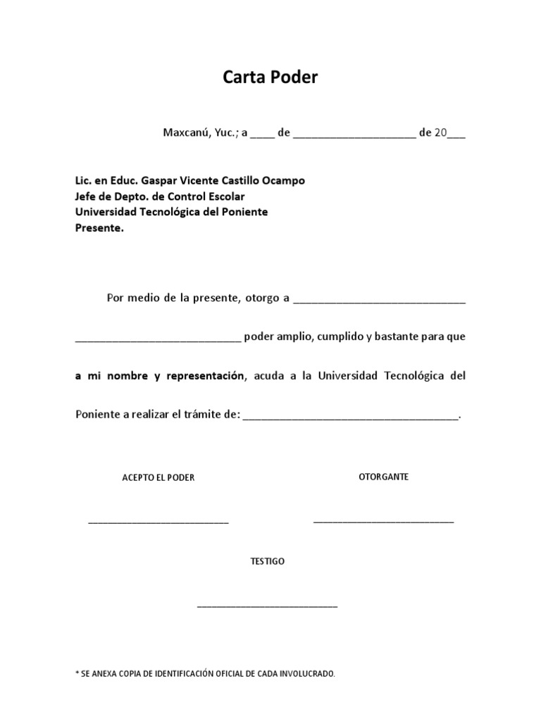 Carta Poder Simple PDF | PDF