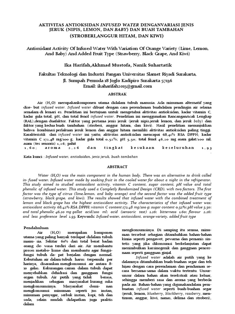 Infus Water Lemon Sebagai Antioksidan | PDF | Fruit | Edible Fruits