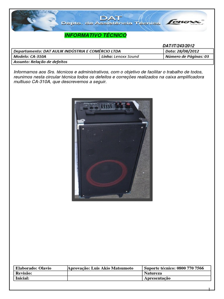 Lennox - CA-310A - Relação de Defeitos | PDF | USB | Engenharia da ...
